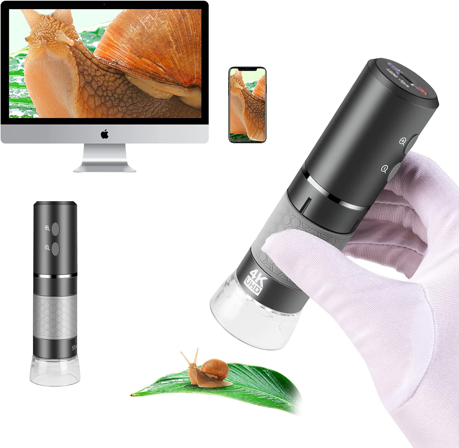 Ninyoon 4K WiFi Digital Microscope Camera for iPhone Android Phone and ...
